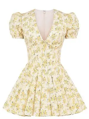 House Of Cb Imani Floral-print Mini Dress - Buttercup Vintage
