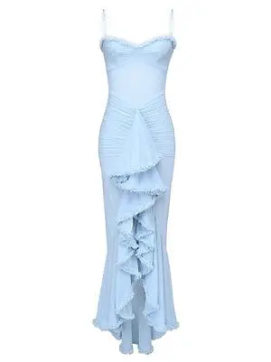 House Of Cb Gabbi Ruffled-front Maxi Dress - Ice Blue