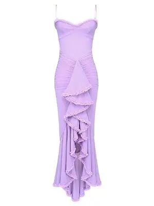 House Of Cb Gabbi Ruffle-front Maxi Dress - Orchid