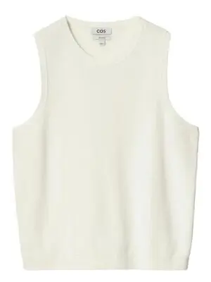 Cos Textured Knitted Cotton Tank Top White