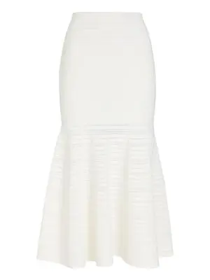 VICTORIA BECKHAM Victoria Beckham Fluted Pointelle-Knit Midi Skirt