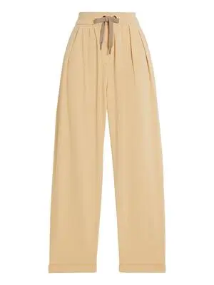 Brunello Cucinelli Brunello Cucinelli Bead-Embellished French Cotton-Terry Track Pants Sand