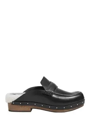 Brunello Cucinelli Shearling-lined Leather Clogs - Black