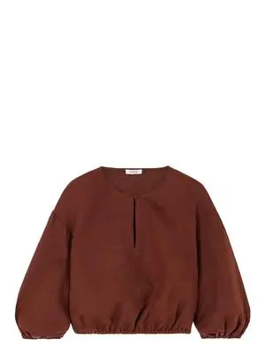 ERES L'intemporel Gracieux Cropped Linen Top - Brown