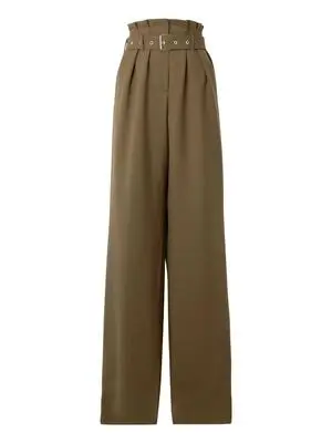 Dries Van Noten Belted Wide-leg Pants - Green