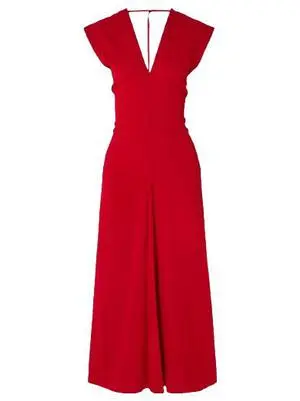 ST. AGNI Draped Crepe Maxi Dress - Red