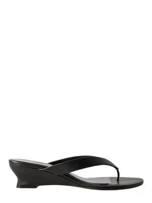 Le Monde Beryl Leather Wedge Sandals - Black