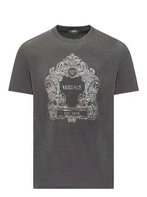 Versace Barocco-embroidered T-shirt - Grey