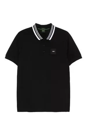 BOSS Stripe-trim Polo Shirt - Black