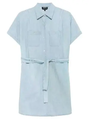 A.p.c. Suzanne Mini Shirt Dress - Blue