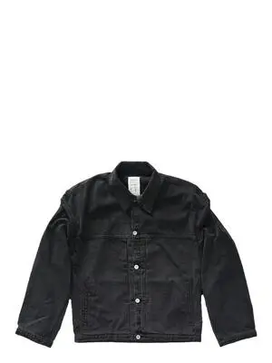 KURO Padded-shoulders Denim Jacket - Black