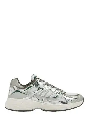 REISS Volt Nubuck And Mesh Trainers - Silver/green
