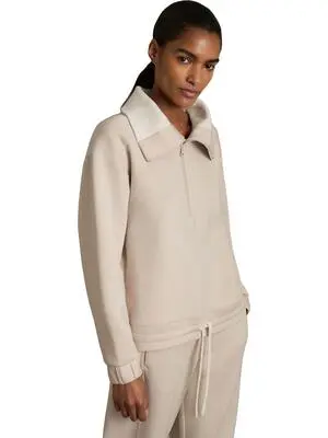 REISS Laney Interlock Half-Zip Sweatshirt Stone