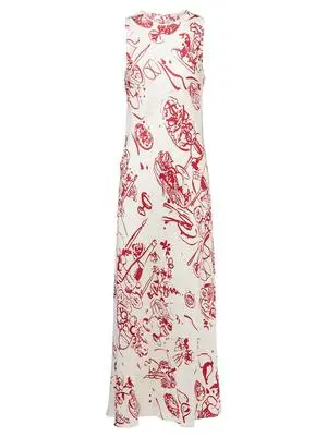 Asceno Printed Maxi Dress - White