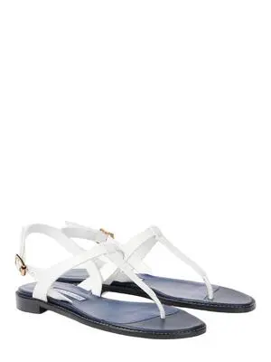Manolo Blahnik Hata Leather Thong Sandals - White