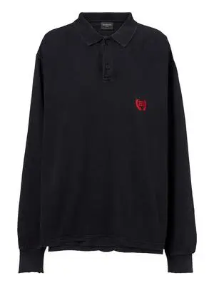 Balenciaga Laurel Classic Cotton Piqué Polo Shirt - Black