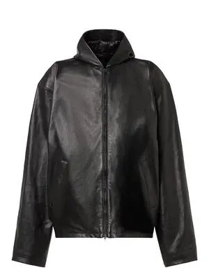 Balenciaga Hooded Leather Blouson - Black