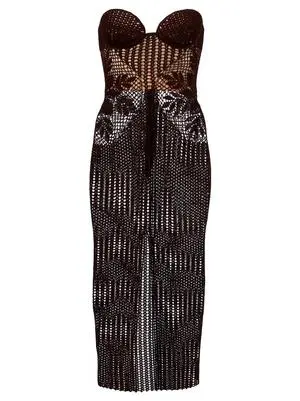 Magda Butrym Crochet Cotton Bustier Dress - Brown
