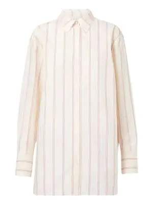 TOTEME Striped Oversized Cotton And Silk Shirt - White