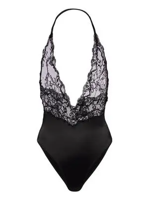 Givenchy Lace And Jersey Halter Bodysuit - Black
