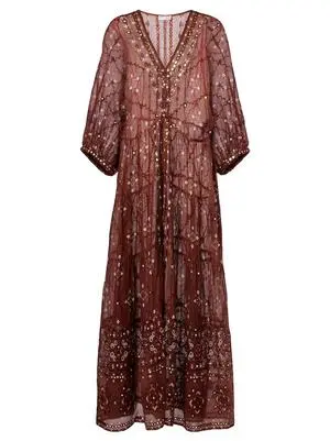 JULIET DUNN Printed Cotton Maxi Dress - Brown