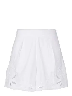 JULIET DUNN Embroidered Cotton Poplin Shorts - White