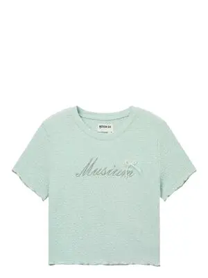 MUSIUM DIV. Logo-embroidered Crop Top - Blue