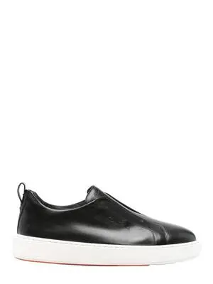 Santoni Slip-on Leather Sneakers - Black