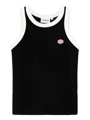 CHOCOOLATE Ribbed Tank Top - Black
