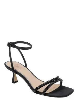 Badgley Mischka Nayla Ankle Strap Sandal - Black Satin