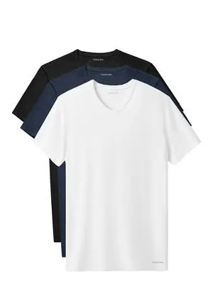 Tommy John 3-pack Second Skin Stay Tucked V-neck Undershirts - Black White Dress Blues
