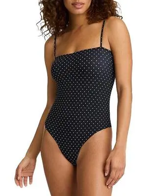 Commando Classic Print Straight Cami Bodysuit - Black/white Polka Dot