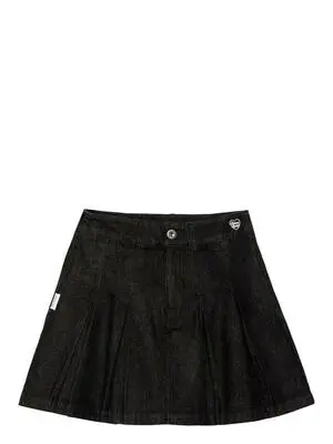 CHOCOOLATE Denim Pleated Skirt - Black