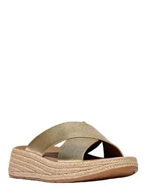 Fitflop FitFlop F-mode Espadrille Platform Slide Sandal Platino