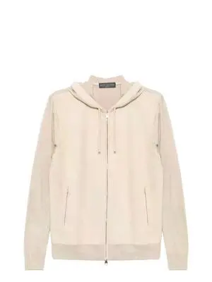 BRETT JOHNSON Full-zip Mixed Media Hoodie - Neutrals