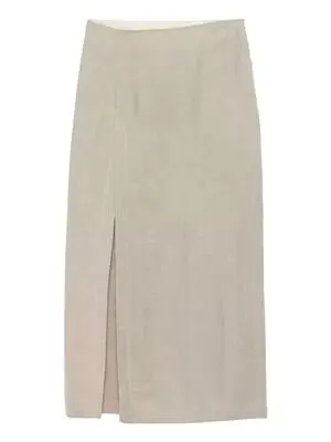 ALYSI Side-slit Midi Skirt - Grey
