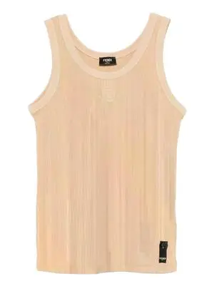 Fendi Logo-embroidered Tank Top - Neutrals