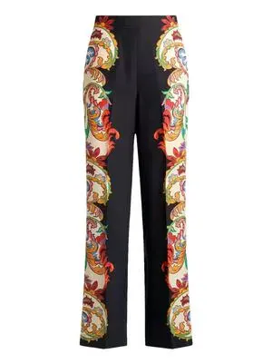 Etro Silk Paisley Trousers - Black
