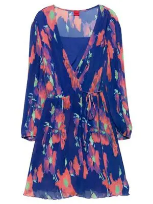 Hugo Floral-print Midi Wrap Dress - Blue