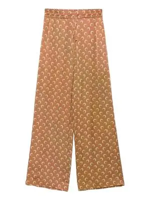 MARINE SERRE Moon-jacquard Satin Trousers - Brown