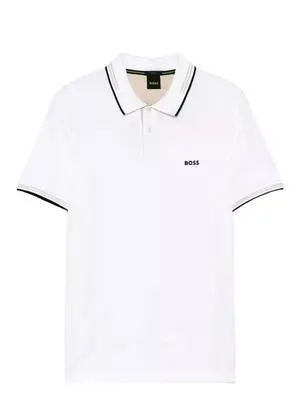 BOSS Stripe-trim Polo Shirt - White