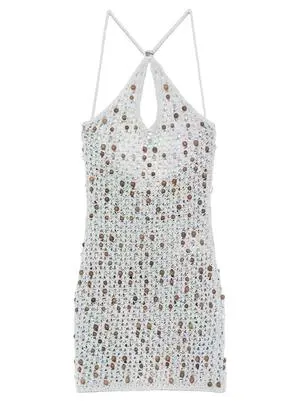 Coperni Beaded Knitted Mini Dress - Grey