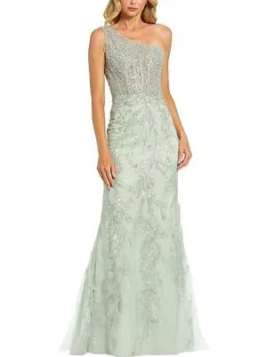 Mac Duggal One-shoulder Gown - Sage