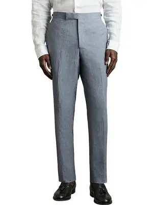REISS Linen Slim Mixer Trousers - Airforce Blue