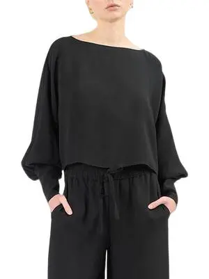 Careste Boatneck Bolero Top - Black