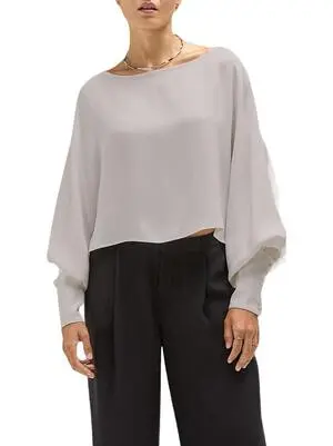Careste Boatneck Bolero Top - Dark White Sand