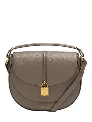 DEMELLIER Siena Small Leather Saddle Bag - Dark Taupe