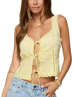 EDIKTED Edikted Fiore Eyelet Top Yellow