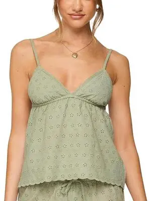 EDIKTED Talula Eyelet Babydoll Top - Olive