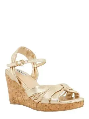 Dune London Kander Platform Wedge Sandal - Gold